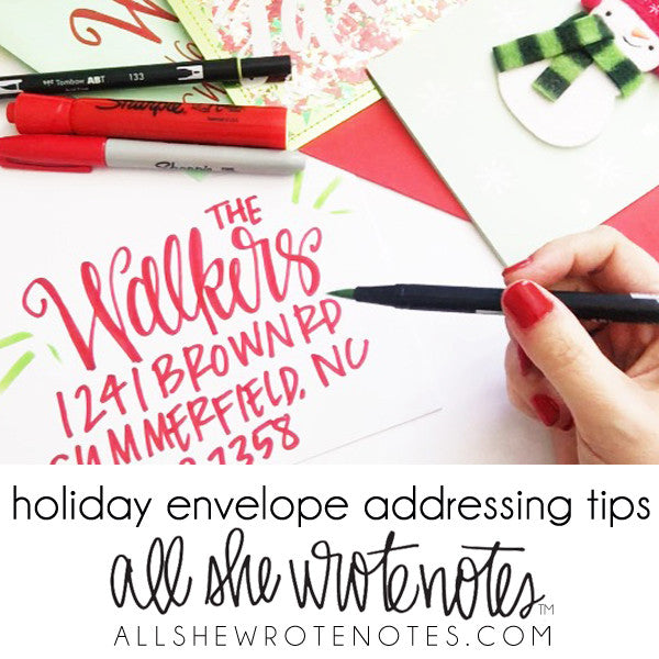 Holiday Envelope Addressing Tips - Hand Lettering Made Easy – All She ...