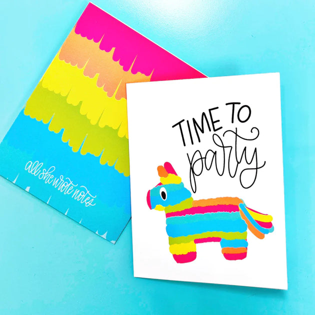 Note Card - Time to Party Pinata – All She Wrote Notes